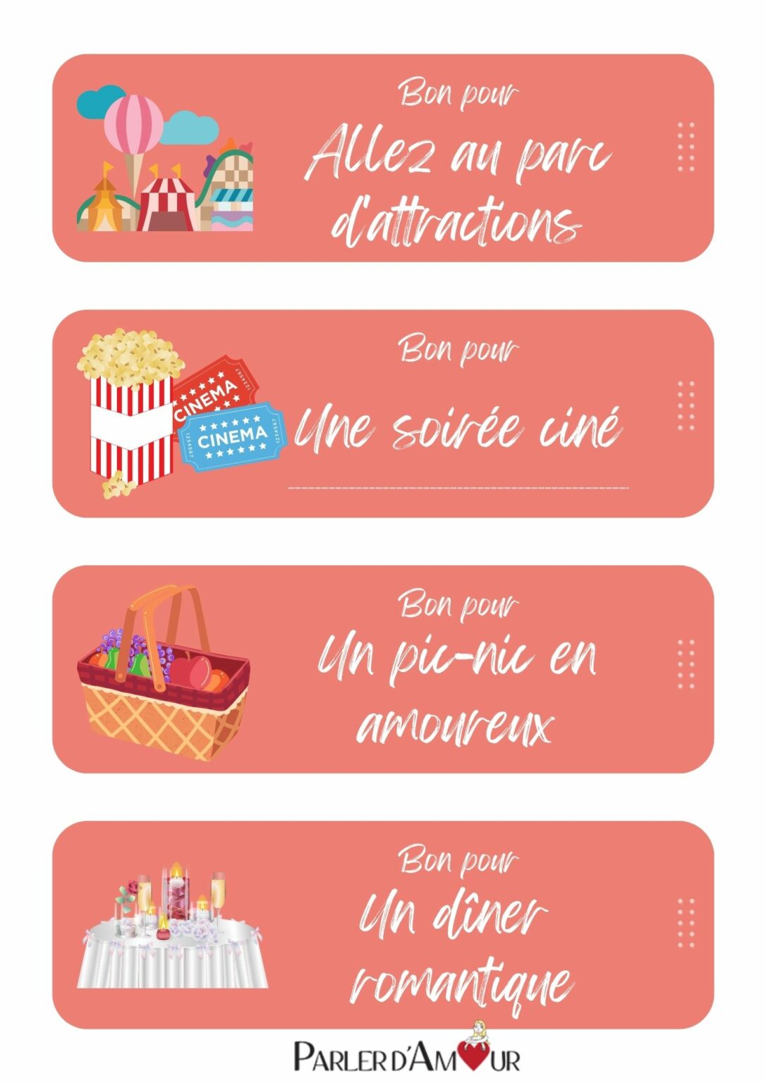 Bons pour amoureux : 50 idées de bons à imprimer - Parler d'Amour